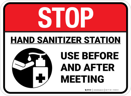 Stop: Use Before And After Meeting Rectangle - Floor Sign