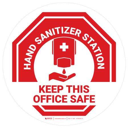 Stop Keep This Office Safe White Circular - Floor Sign