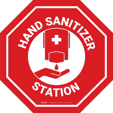 Stop Sign Hand Sanitizer Station - Floor Sign | Creative Safety Supply