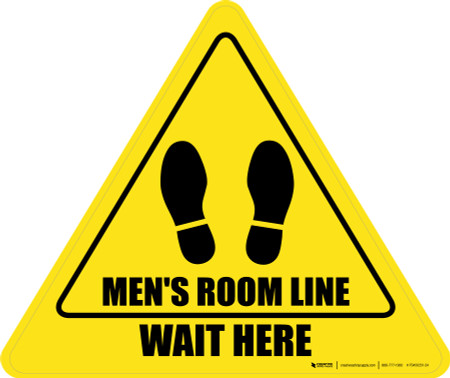 Wait Here: Men Room Line Yield - Floor Sign