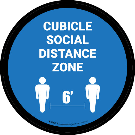 Cubicle Social Distance Zone Blue Circle - Floor Sign