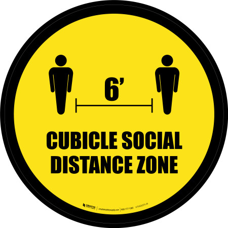 Cubicle Social Distance Zone Yellow Circle - Floor Sign