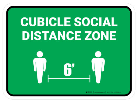 Cubicle Social Distance Zone Green Rectangle - Floor Sign