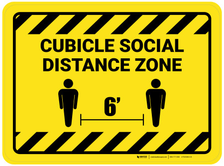 Cubicle Social Distance Zone Rectangle Yellow Hazard - Floor Sign