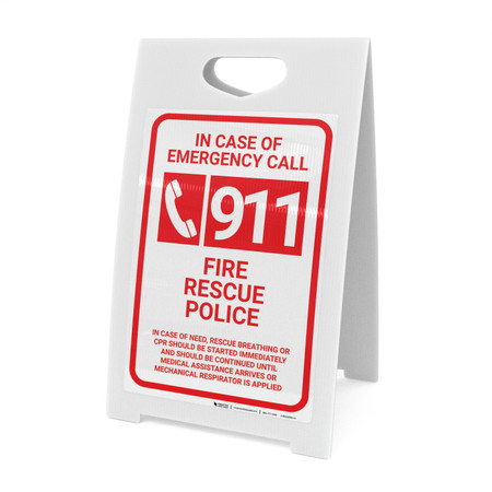 In Case Of Emergency Call 911 with Icon Portrait - A-Frame Sign