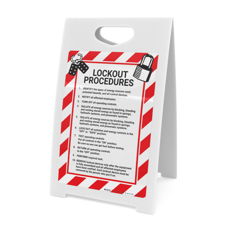 Lock Out Procedures with Icons Portrait - A-Frame Sign