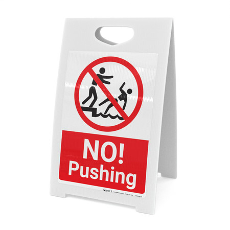 No Pushing with Icon Portrait - A-Frame Sign