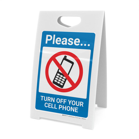 Please Turn Off Cell Phone with Icon Portrait - A-Frame Sign