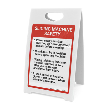 Slicing Machine Safety Guidelines Portrait - A-Frame Sign