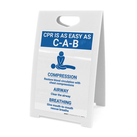 CPR Instructions with Icon Portrait - A-Frame Sign