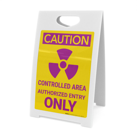Caution: Controlled Area Authorized Entry with Icon Portrait - A-Frame Sign
