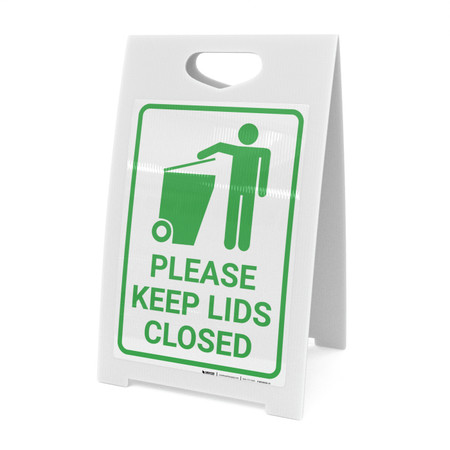 Please Keep Lids Closed with Icon Portrait - A-Frame Sign