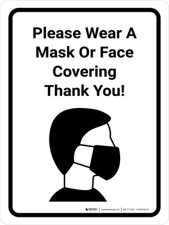 Please Wear A Mask Or Face Covering Portrait - Wall Sign