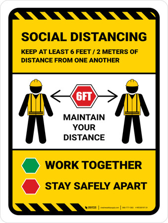 Work-Site Social Distancing Safety Precautions with Icons Portrait ...