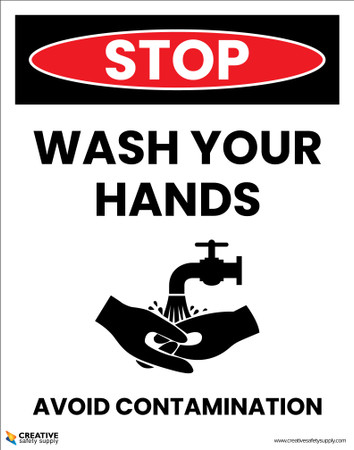 Stop: Wash Your Hands – Avoid Contamination - Poster | Creative Safety ...