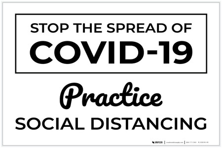 Stop The Spread Of COVID-19 Practice Social Distancing Landscape - Label