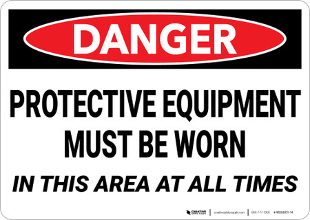 Danger: PPE Personal Protection Must Be Worn - Wall Sign
