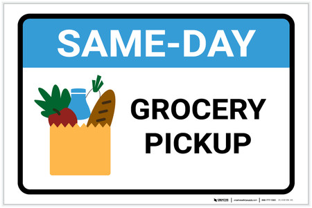Same Day Grocery Pickup with Icon Landscape - Label | Creative Safety ...