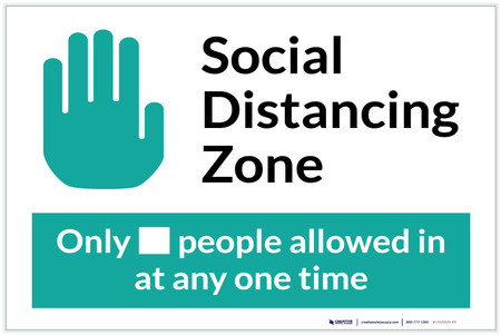 Social Distancing Zone with Icon Green Landscape - Label