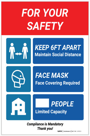 For Your Safety Social Distancing Multi-sign - Label