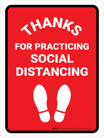 Thanks For Practicing Social Distancing with Icon Portrait - Wall Sign
