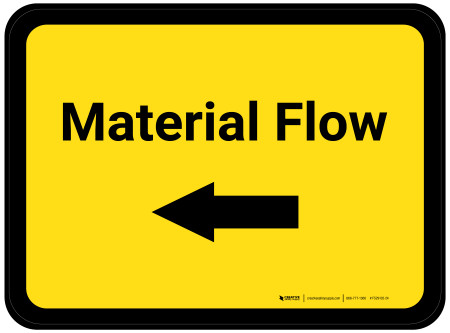 Material Flow - Yellow Left Arrow Rectangle - Floor Sign