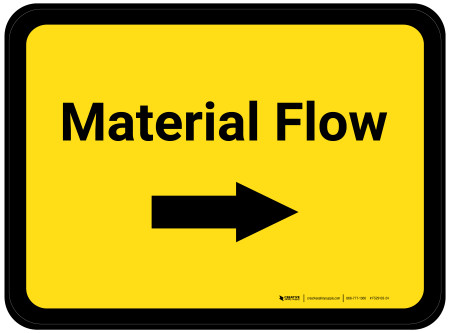 Material Flow - Yellow Right Arrow Rectangle - Floor Sign