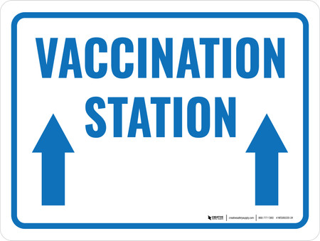 Vaccination Station Two Arrows Up Landscape - Wall Sign | Creative ...