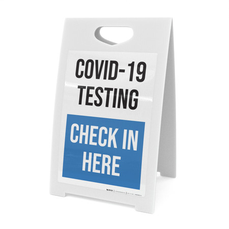COVID-19 Testing Check In Here Portrait - A-Frame Sign