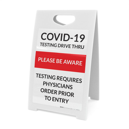 COVID-19 Testing Drive Thru Please Be Aware Portrait - A-Frame Sign