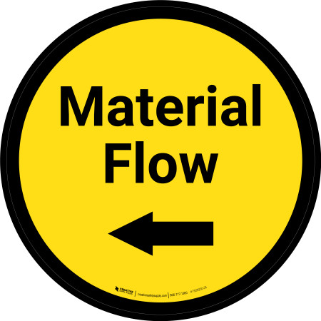 Meterial Flow - Left Arrow Yellow Circle - Floor sign