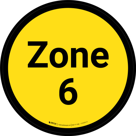 Zone 6 - Yellow Circle - Floor sign