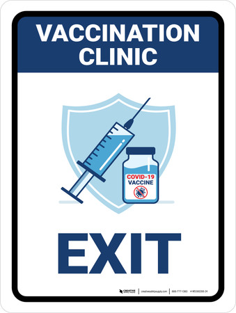 Vaccination Clinic: Exit Blue Portrait - Wall Sign