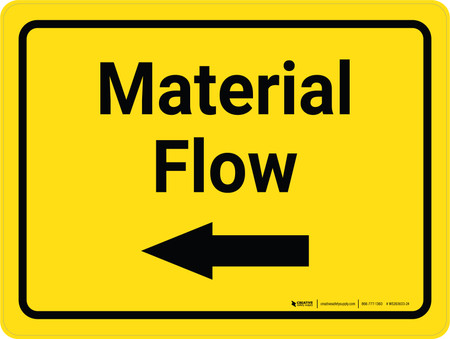Material Flow - Arrow Left Yellow Landscape - Wall Sign