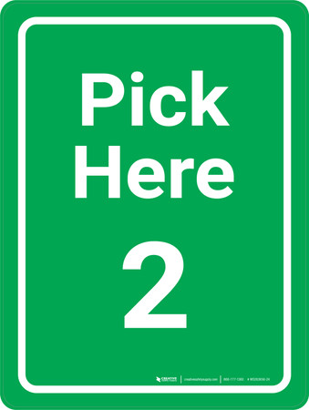 Pick Here 2 Green Portrait - Wall Sign