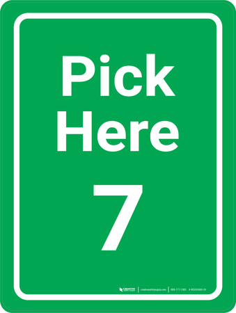 Pick Here 7 Green Portrait - Wall Sign