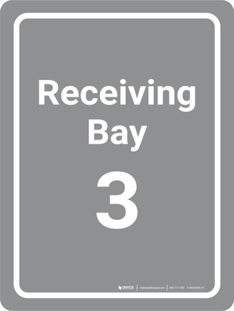 Receiving Bay 3 Grey Portrait - Wall Sign
