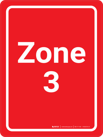 Zone 3 Red Portrait - Wall Sign