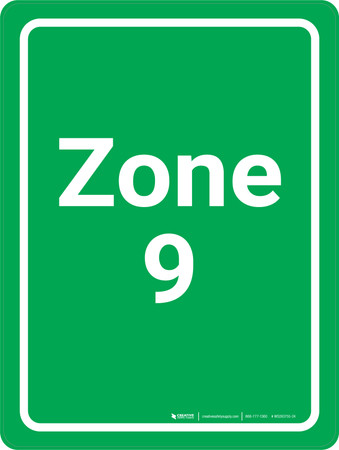 Zone 9 Green Portrait - Wall Sign