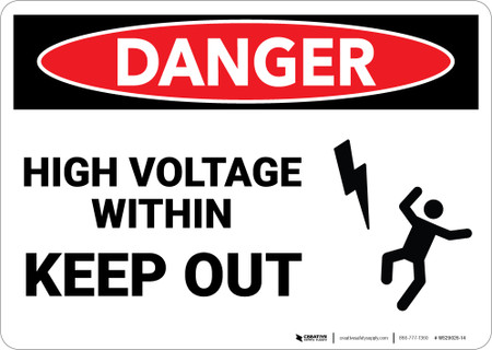 Danger: Enclosure Must Not Be Entered Contains High Voltage - Wall Sign
