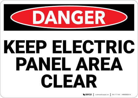 Danger: Keep Electric Panel Area Clear - Wall Sign