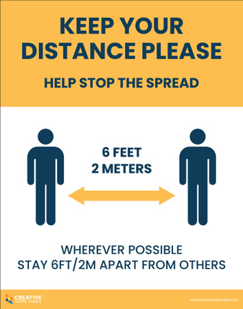 Keep Your Distance Please Help Stop The Spread Yellow - Poster