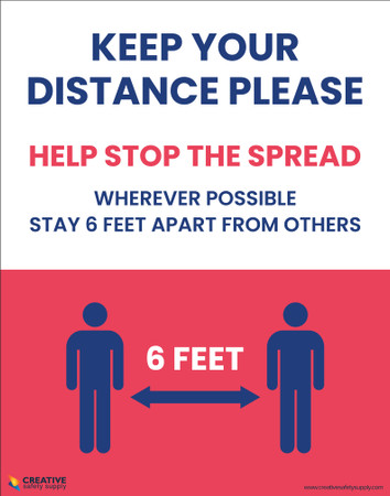 Keep Your Distance Please Stay 6 Feet Apart Red - Poster