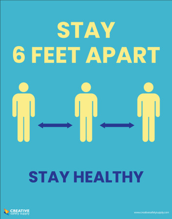 Stay 6 feet Apart - Stay Healthy - Blue - Poster