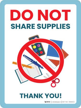 Do Not Share Supplies - Thank You Portrait - Wall Sign