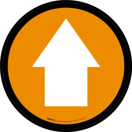 Orange Traffic Flow Arrow Circular - Floor Sign | Creative Safety Supply