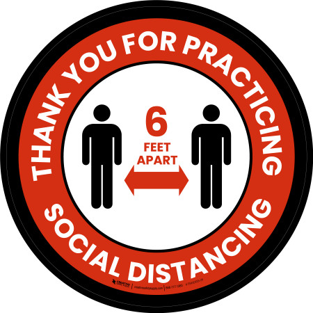 Thank You For Practicing Social Distancing 6 Feet Apart - Red/White ...