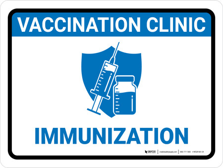 Vaccination Clinic Immunization Blue Landscape - Wall Sign