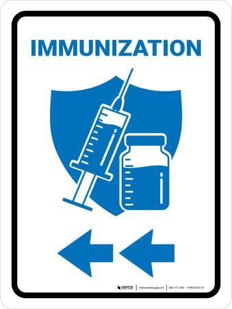 Immunization with Vaccine Injection Symbol Left Arrow Blue Portrait ...