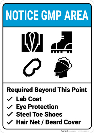 Notice: GMP Area PPE Required ANSI - Wall Sign | Creative Safety Supply